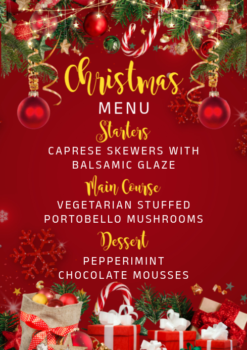 Red List-based Christmas Menu A4 Template | PosterMyWall
