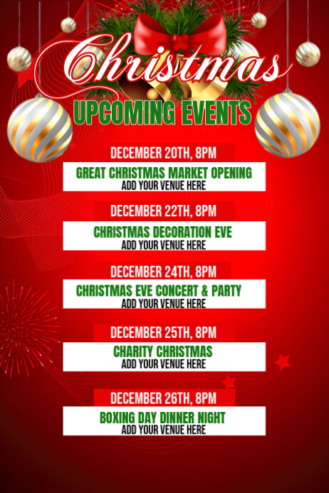 Red List-based Christmas Schedule Template Poster | PosterMyWall