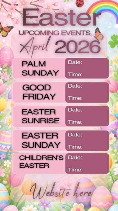 Red List-based Easter Upcoming Events Poster Digital Display (9:16 ...
