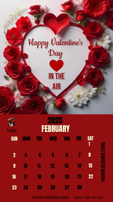 Copy of Red List-based February 2025 Calendar Instagram Story ...