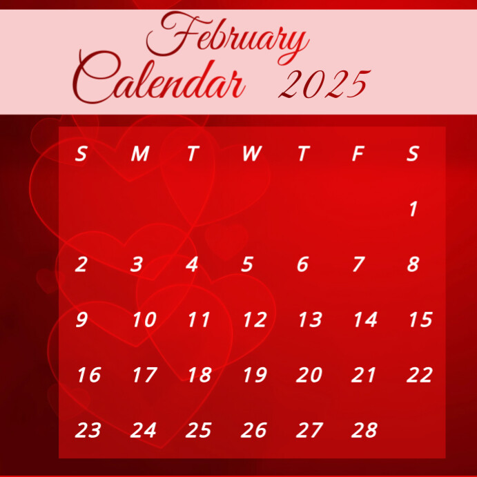 Red List-based February Calendar 2025 Square (1:1) Template | PosterMyWall