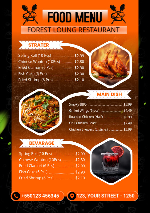 Copy of Red List-based Food Menu A4 | PosterMyWall