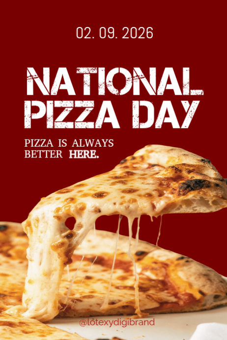 Red List-based National Pizza Day Poster Template | PosterMyWall
