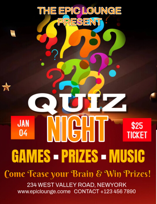 Red List-based Quiz Night Event Flyer 2025 Flyer (us Letter) Template ...