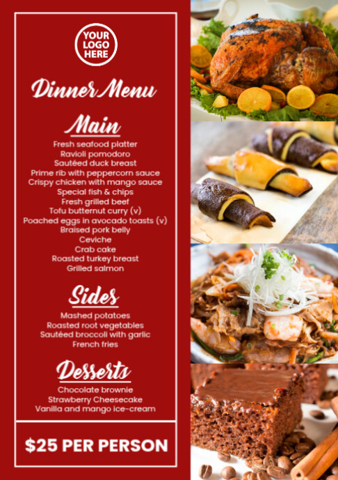Copy of Red List-based Restaurant Dinner Menu A2 | PosterMyWall