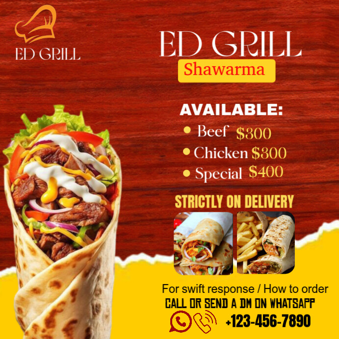 Red List-based Shawarma Advertisment Instagram Post Template | PosterMyWall