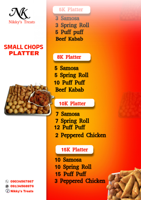 Red List-based Small Chops Platter A4 Template | PosterMyWall