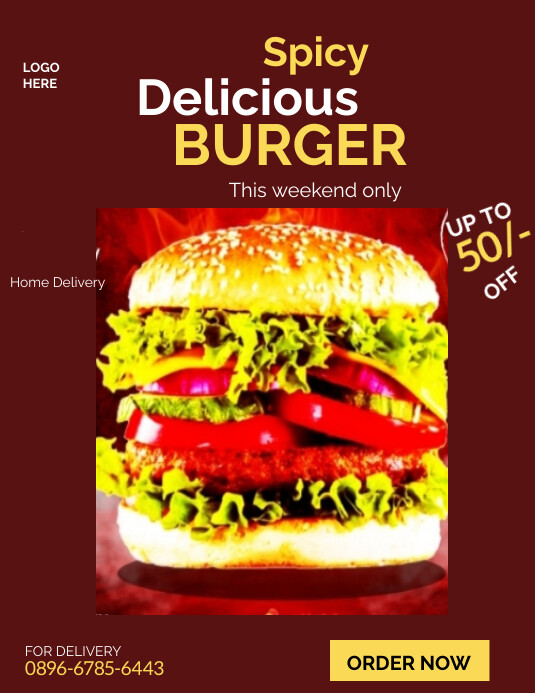 Red List-based Spicy Delicious Burger Flyer ( Template | PosterMyWall