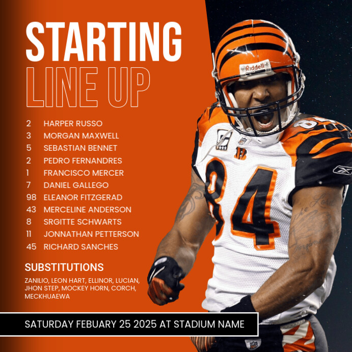 Copy of Red List-based Starting Line Up Instagram Post | PosterMyWall