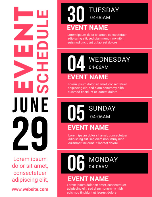 Red List-based Upcoming Events Flyer (us Let Template | PosterMyWall