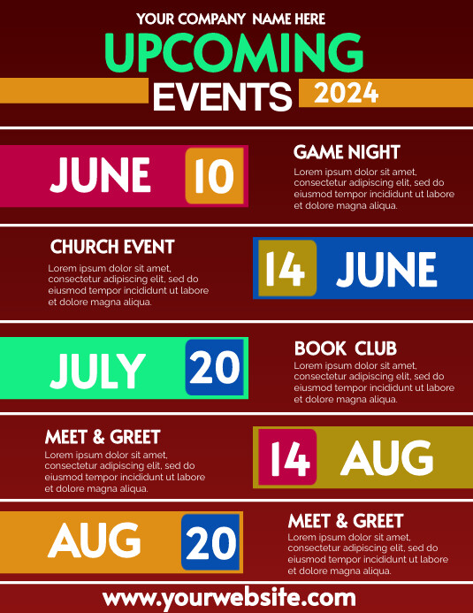 Copy of Red List-based Upcoming Events Flyer (us Let | PosterMyWall