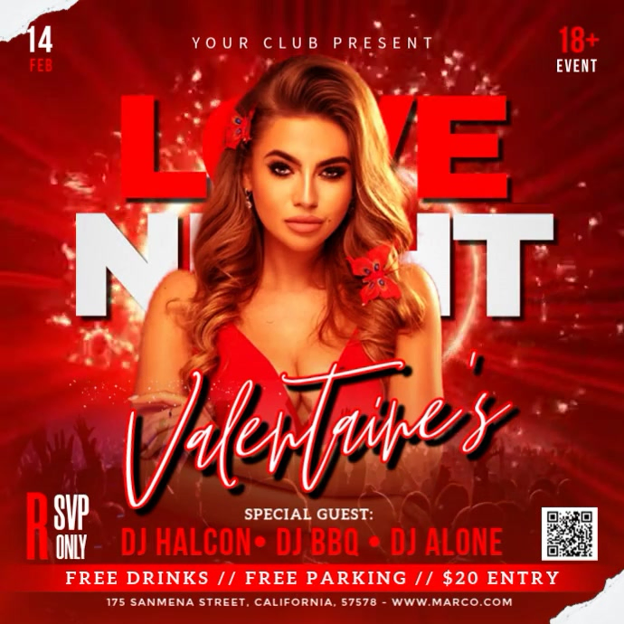 Red List-based Valentine's Day Party Video Square Template | PosterMyWall