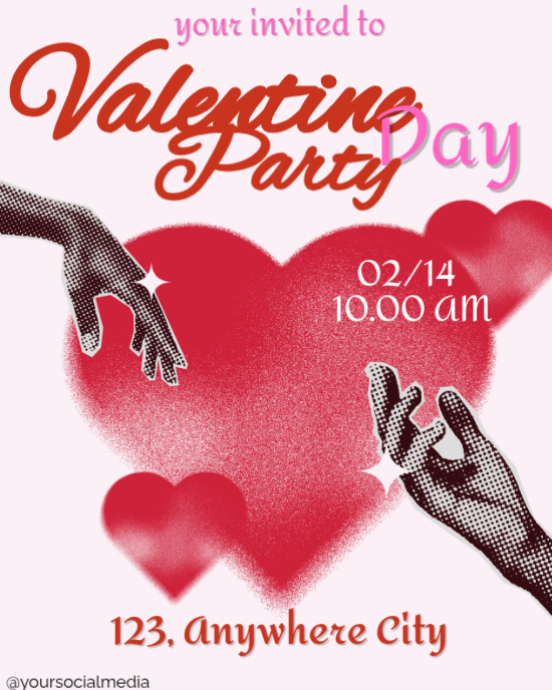 Red List-Based Valentine Day Party Instagram Portrait Template ...