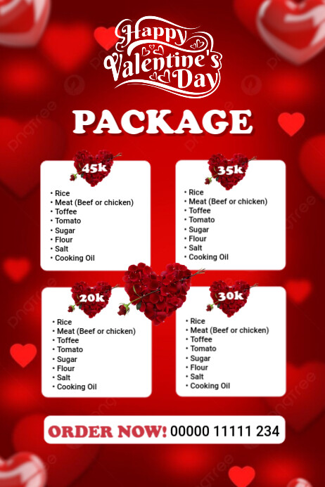 Red List-based Valentine Surprise Package Flyer Design Poster Template ...