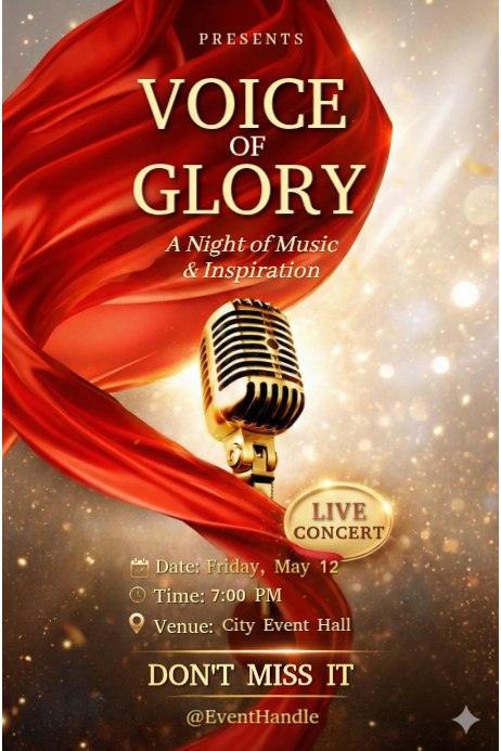 Red Live Music Concert Poster Template | PosterMyWall