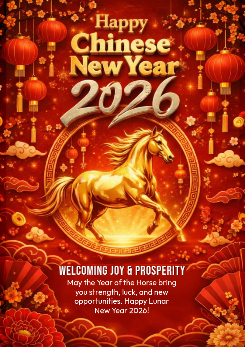 Red Lunar New Year 2026 A4 Template | PosterMyWall