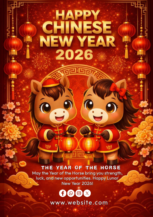 Red Lunar New Year A4 Template | PosterMyWall