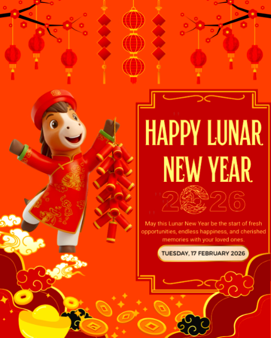 Red Lunar New Year Celebration Instagram Portrait Template | PosterMyWall