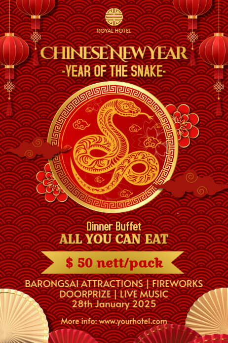 Red Maksimalis Chinese New Year Dinner Buffet Poster Template ...