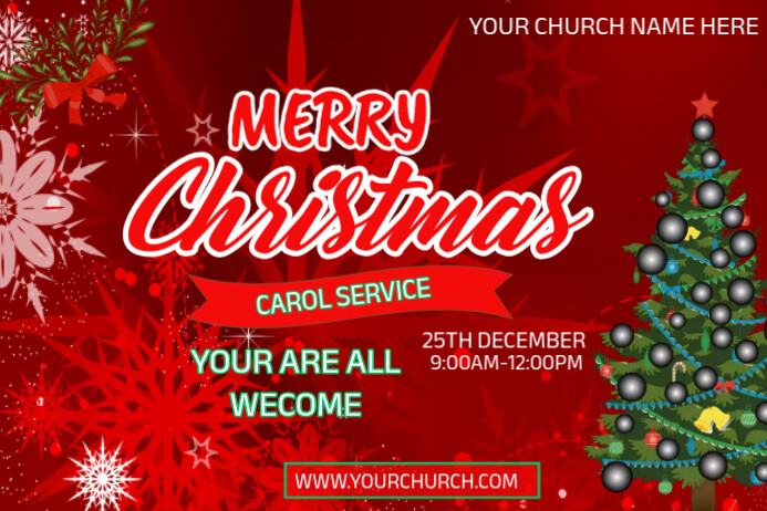 Red Maksimalis Church Christmas Service Poster Template | PosterMyWall