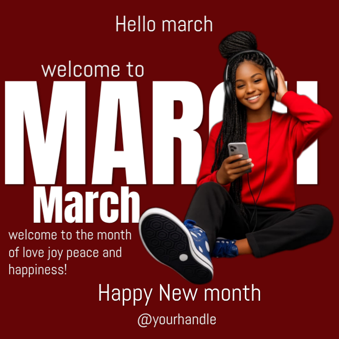 Red March Welcome Instagram Post Template | PosterMyWall