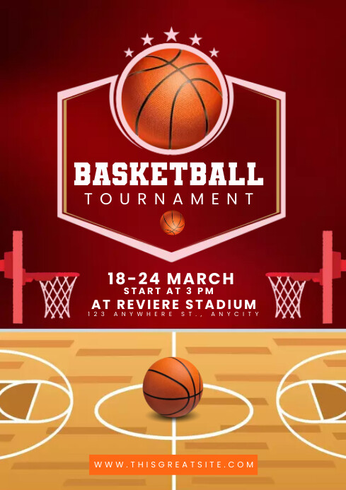 Red Maroon Basketball Tournament Template | PosterMyWall