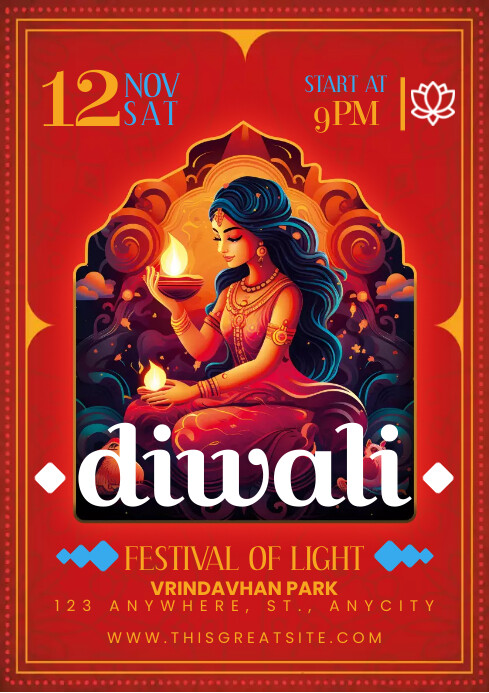Red maroon Diwali edition Template | PosterMyWall