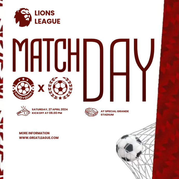 Red Maroon Match Day Soccer Template | PosterMyWall