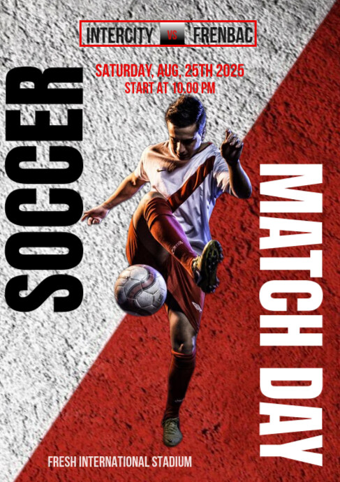 Red Match Day Soccer A4 Template | PosterMyWall