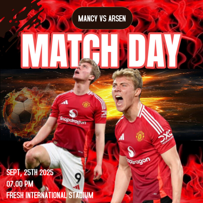 Red Match Day Soccer Instagram Post Template | PosterMyWall