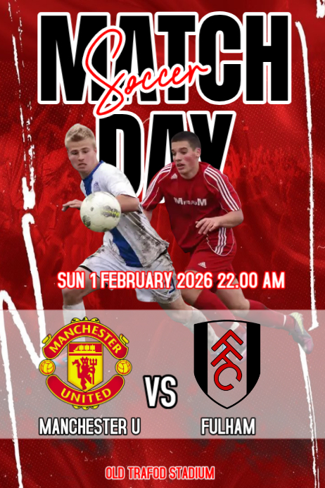 Red Match Day Soccer Poster Template | PosterMyWall