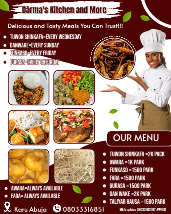 Red Maximalist “african Restaurant Menu Flyer – Delicious Traditional ...