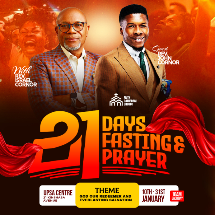 Copy of Red Maximalist 3D 21 days fasting and prayers Church Flyer ...