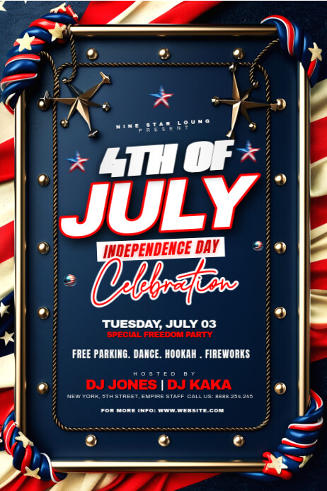 Red Maximalist 4th Of July Independence Day Celebration Poster Template | PosterMyWall