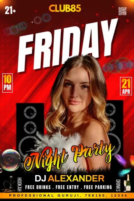 Red Maximalist After Night Party Poster Template | PosterMyWall