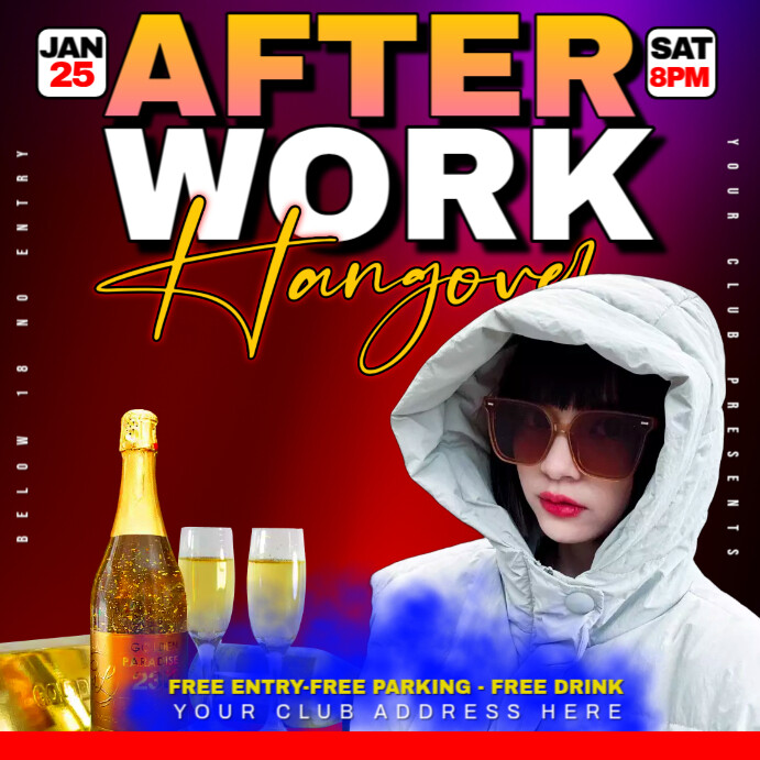 Red Maximalist After Work Hangover Party Ads Template | PosterMyWall