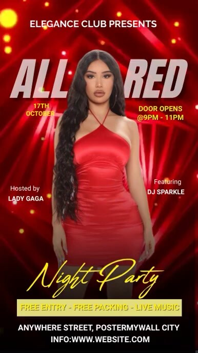 Plantilla de Red Maximalist All Red Club Flyer Instagram R | PosterMyWall
