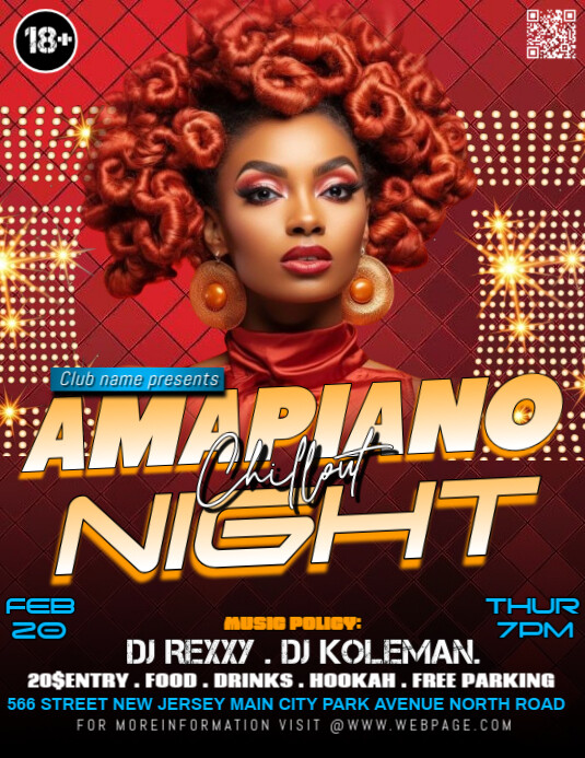 Red Maximalist Amapiano Chillout Night Flyer (us Letter) Template ...