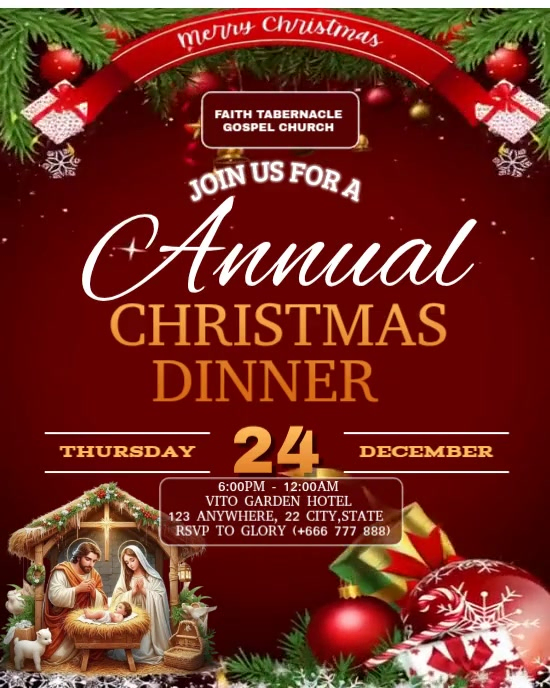 Plantilla de Red Maximalist Annual Christmas Dinner Design Instagram ...