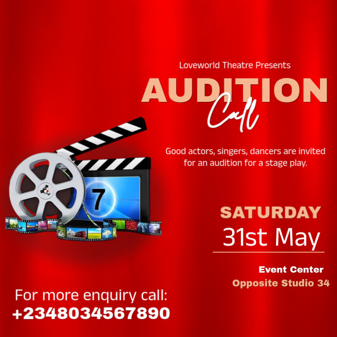 Plantilla de Red Maximalist Audition Call Invitation Instagram Post ...