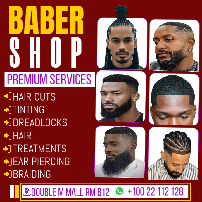 Red Maximalist Baber Shop Instagram Post Template | PosterMyWall