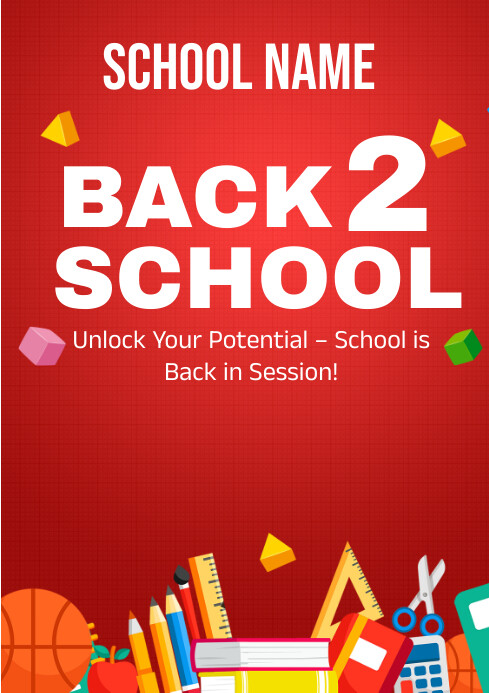 Modèle Red Maximalist Back To School A4 | PosterMyWall