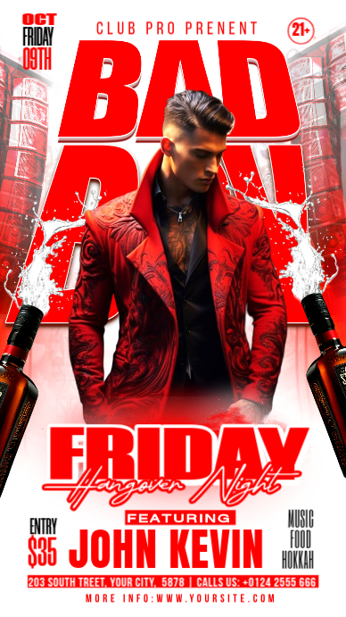 Red Maximalist Bad Boy Album Cover Instagram Story Template | PosterMyWall