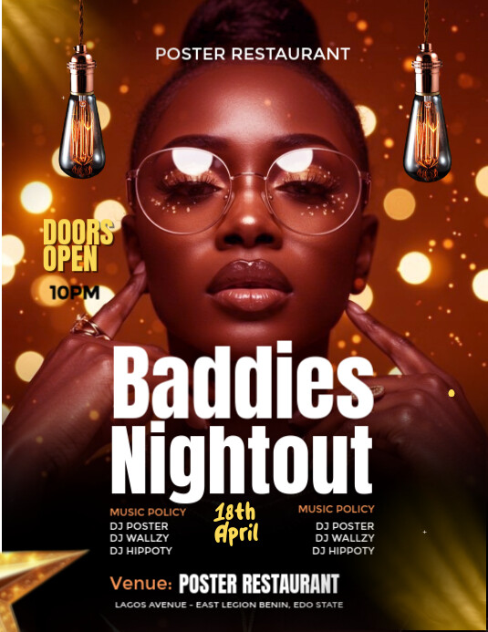 Plantilla de Red Maximalist Baddies Nightout Party Flyer (us Letter ...