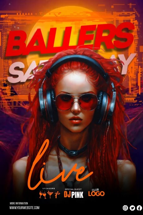 Red Maximalist Ballers Party Video Poster Template | PosterMyWall