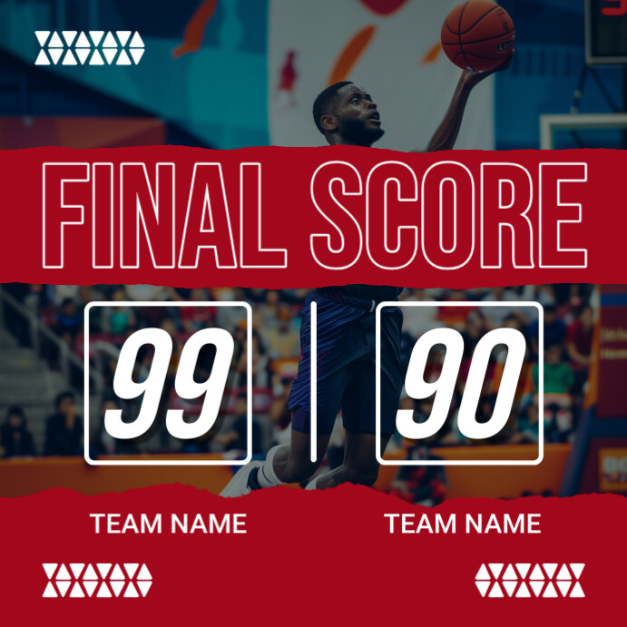 Red Maximalist Basketball Final Score Instagram Post Template ...