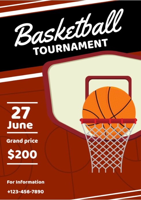 Red Maximalist Basketball Tournament Poster A2 Template | PosterMyWall
