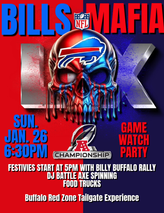 Copy of Red Maximalist Bills Mafia Party Flyer (us Letter) | PosterMyWall