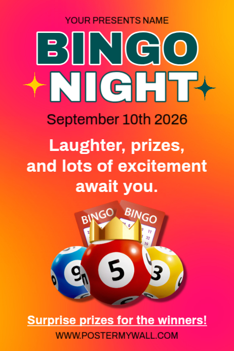 Red Maximalist Bingo Night Event Poster Template | PosterMyWall