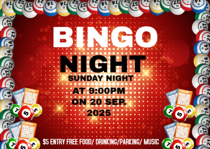 Red Maximalist Bingo Night Poster Postcard Template | PosterMyWall